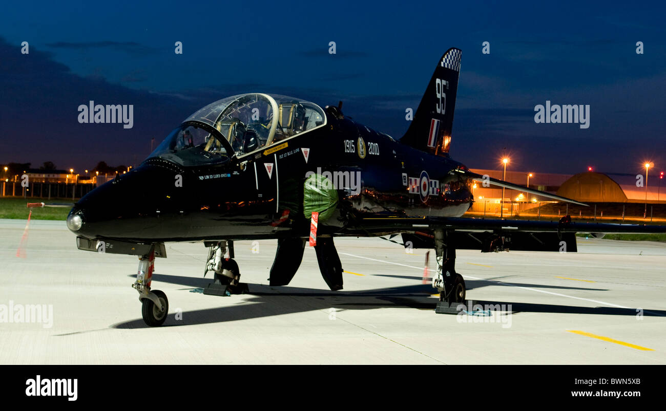 RAF Hawk with 95th Anniversay colours on stand on an RAF airbase at ...