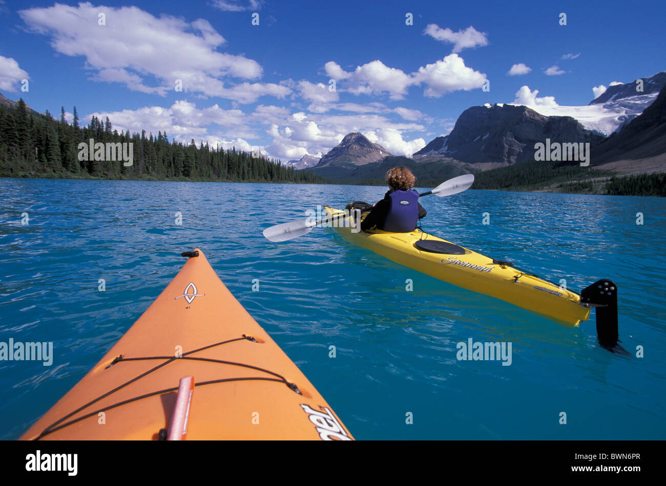 Canada North America America Kayaking Bow Lake Banff national park ...