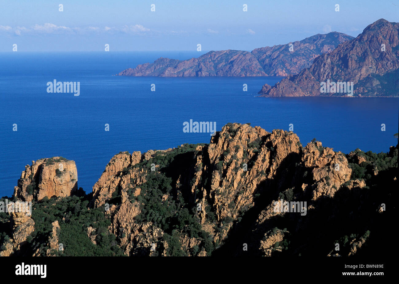 Corsica Les Calanche at Piana Mediterranean Sea France Europe landscape ...