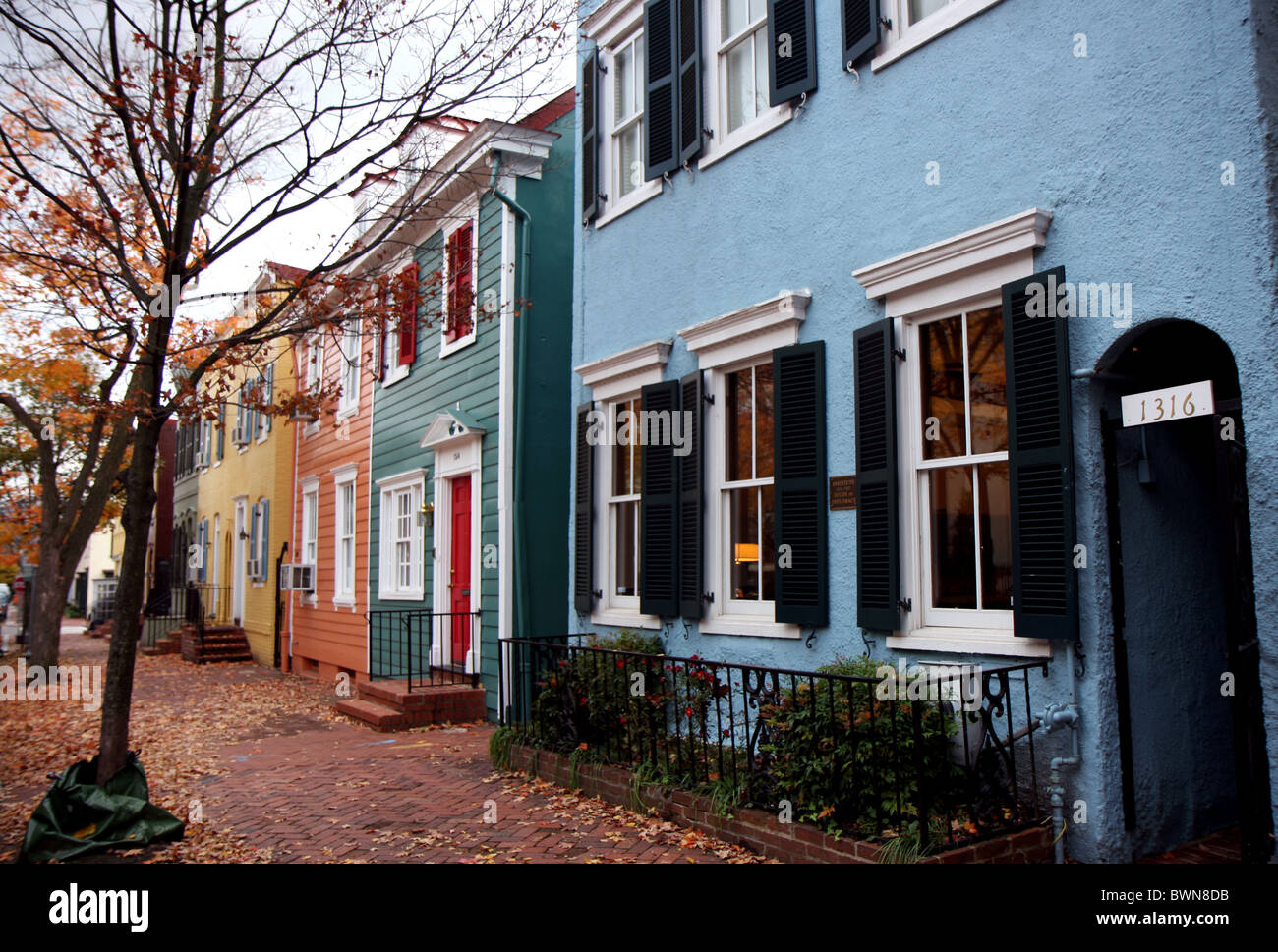 Street at fall time in Georgetown neighborhood Washington DC Stock ...
