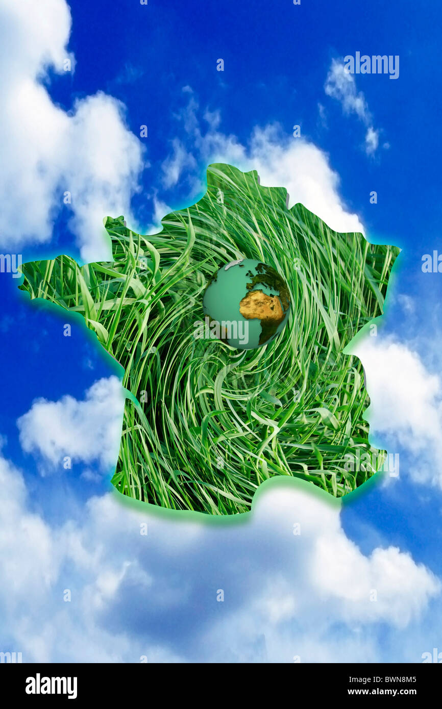 planet earth on France on nature background for global ecology Stock ...