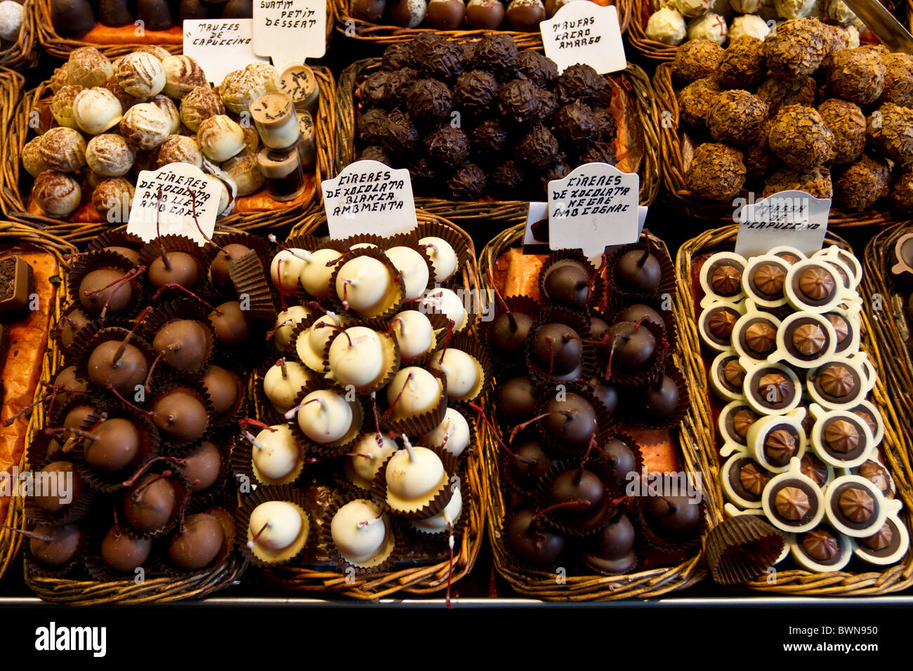 Selection of chocolate in a row Stock Photo - Alamy