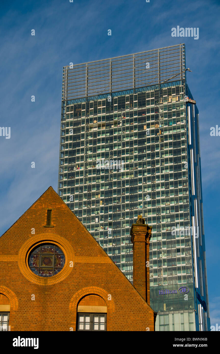 The Beetham Tower (also called the Hilton Tower) and the former ...