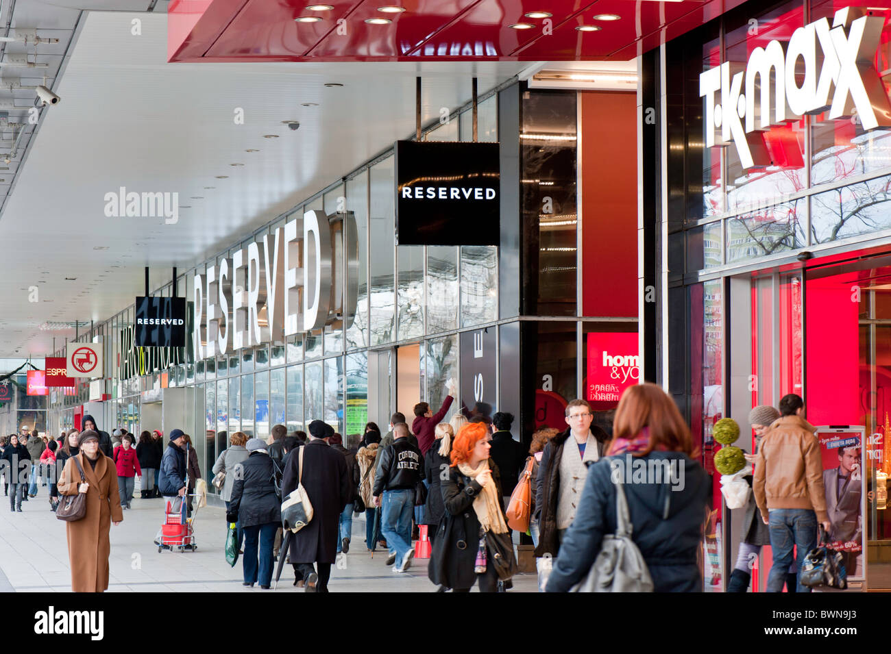 Street busy with shoppers, Warsaw, Poland Stock Photo - Alamy