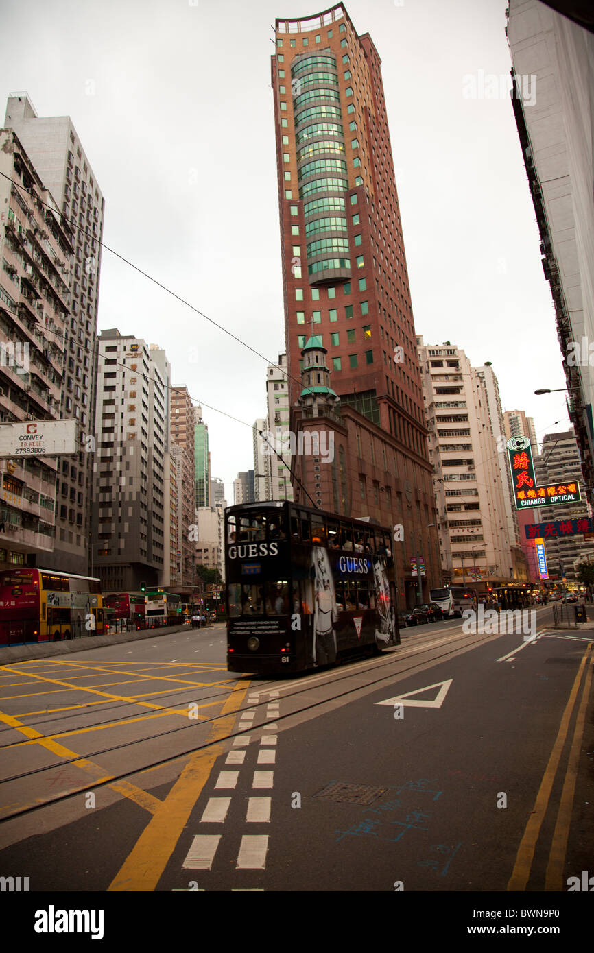 Looking at Hong Kong's tram transport system, double decker tram in The ...