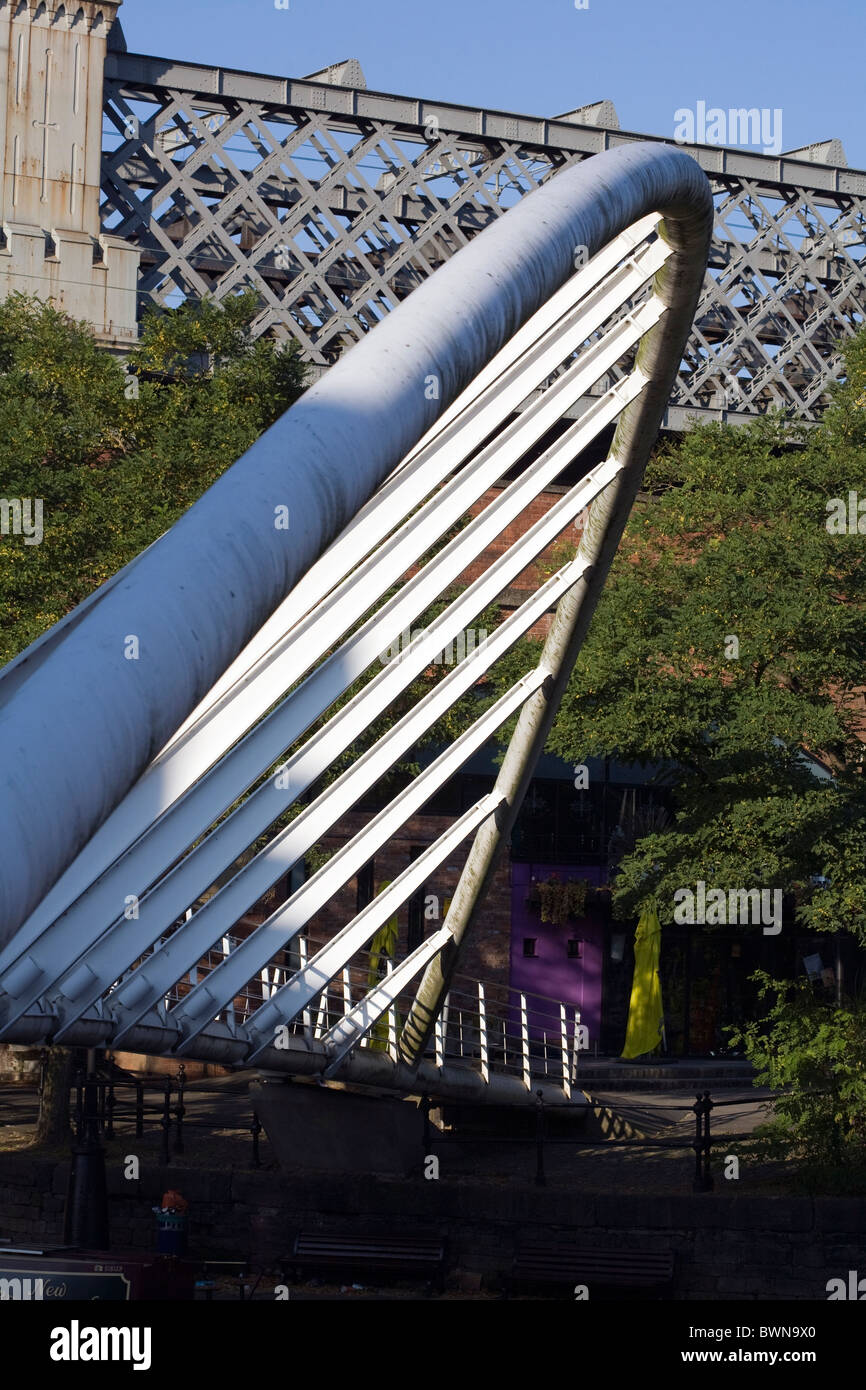 Suspension Bridge at Castlefield Canal Basin,Castlefield Manchester ...
