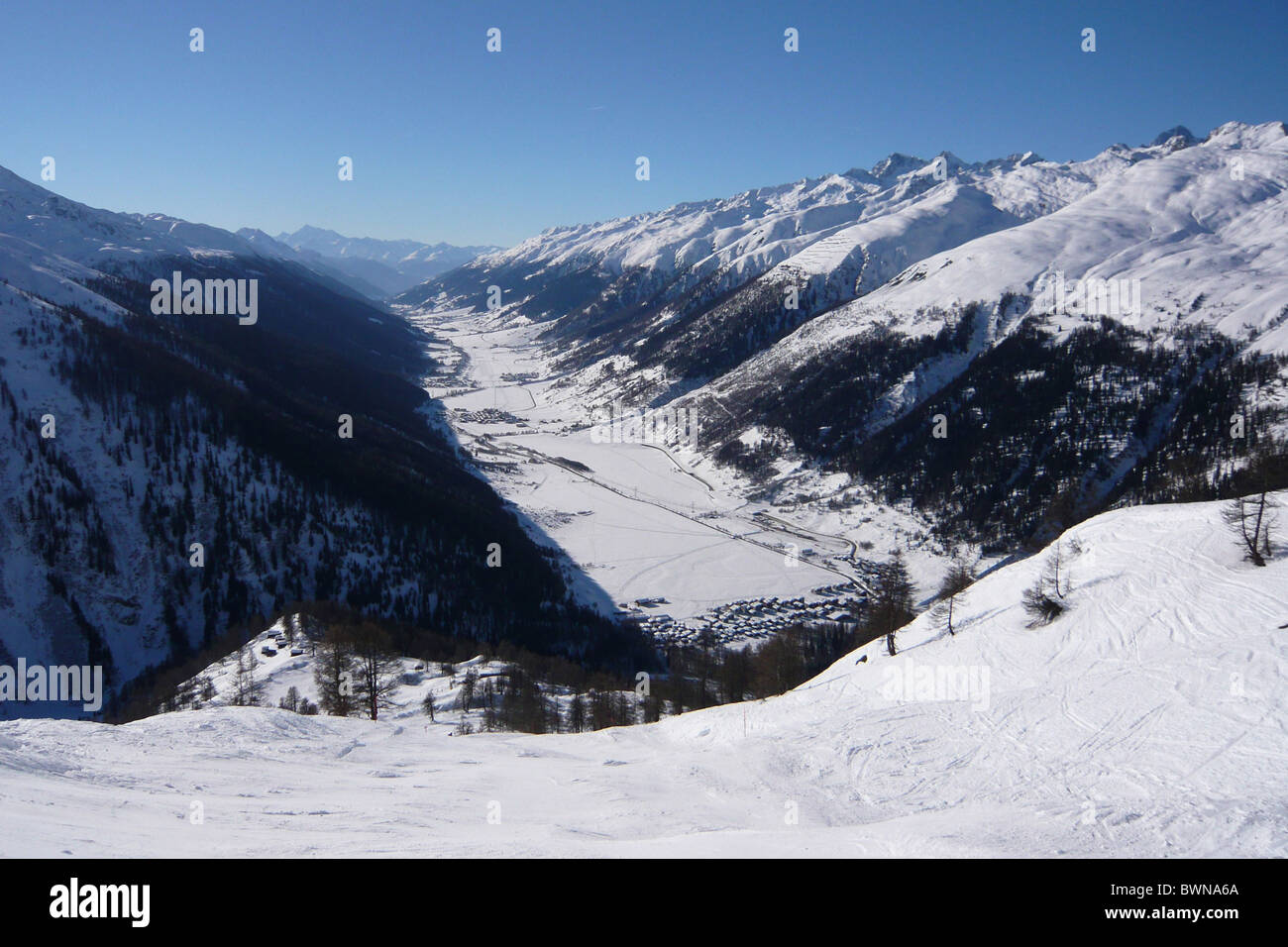 Switzerland Europe Canton Valais Goms valley landscape snow alps alpine ...
