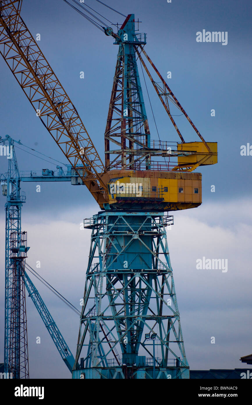 Construction crane at the Cammell Laird shipbuilding yard in Birkenhead ...
