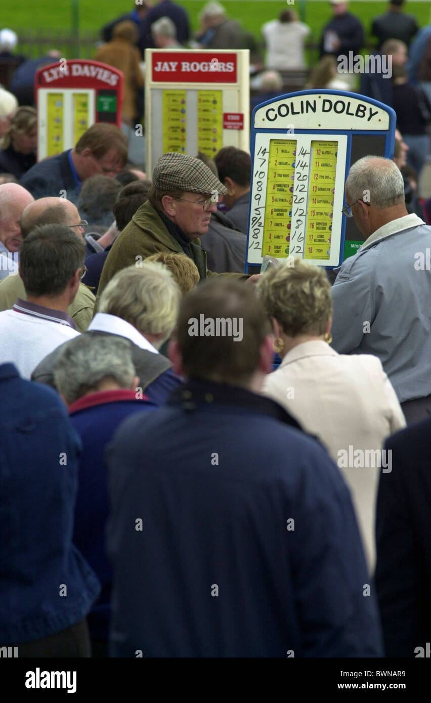 Bookies taking bets at Newmarket Races at the Rowley Mile Stock Photo ...