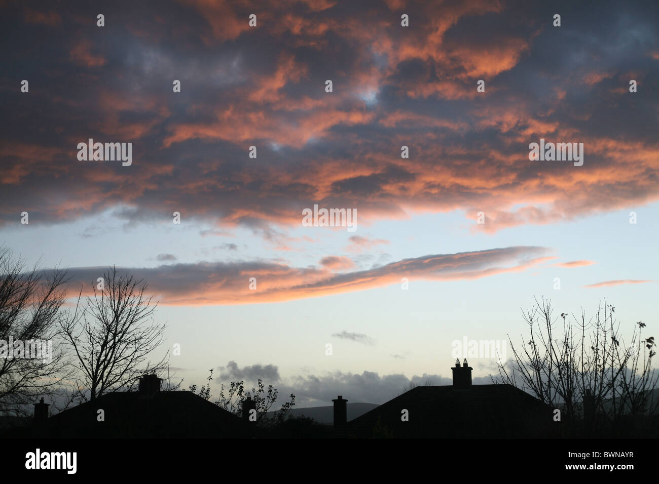 Sunset evening sky over urban Dublin Ireland Stock Photo - Alamy