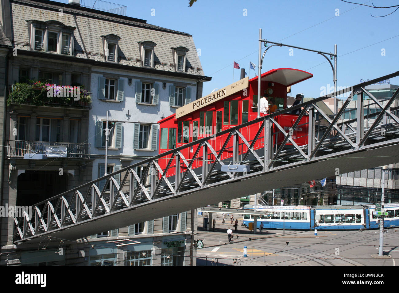 Switzerland Europe Zurich city Polybahn Zurich funicular railway cable ...