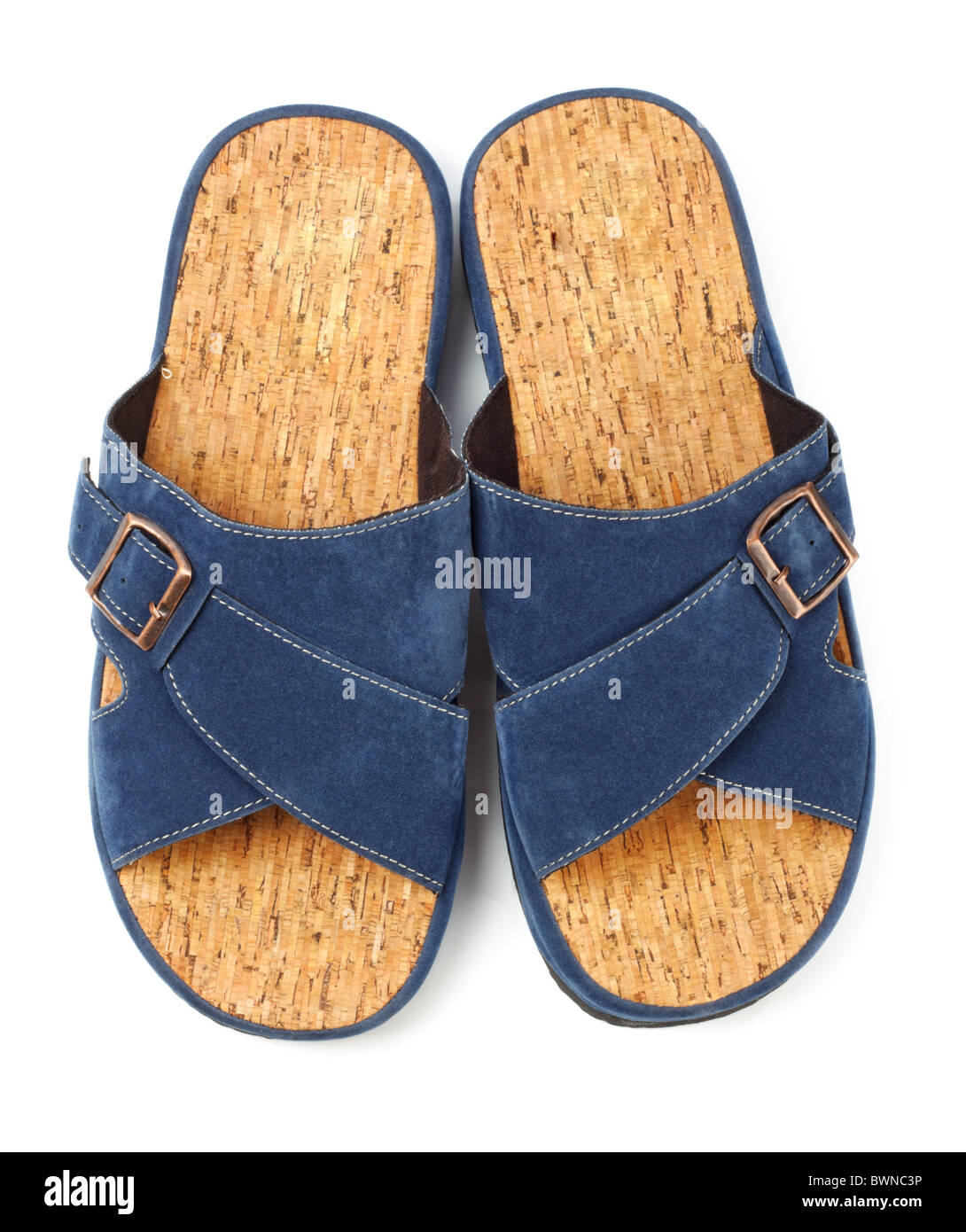 blue slippers isolated on white, top view Stock Photo - Alamy