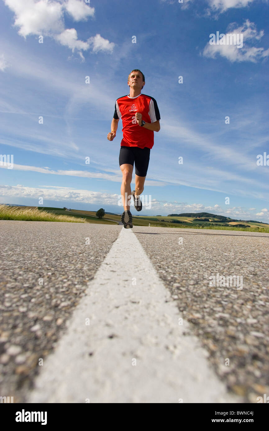 Running Upper Austria Austria Europe Ried Im Innkreis summer man street ...