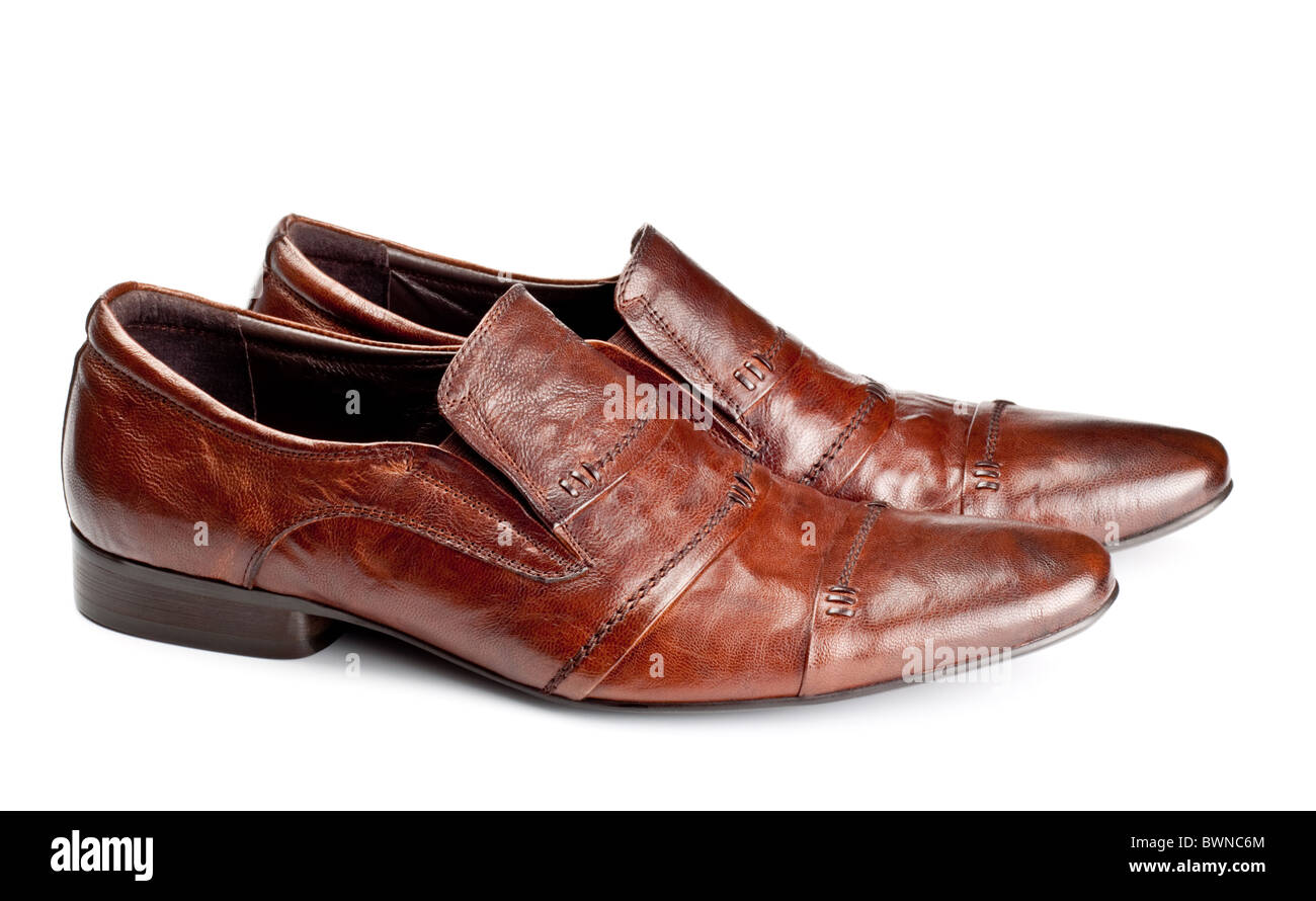 brown shoes pair isolated on white Stock Photo - Alamy