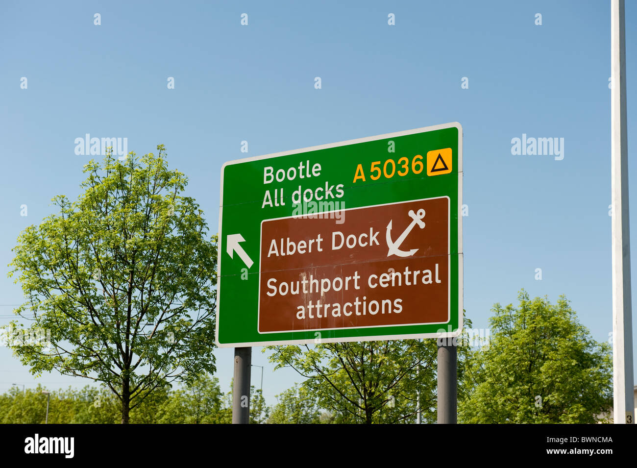 Bootle Albert Dock and Southport Road Sign Stock Photo - Alamy