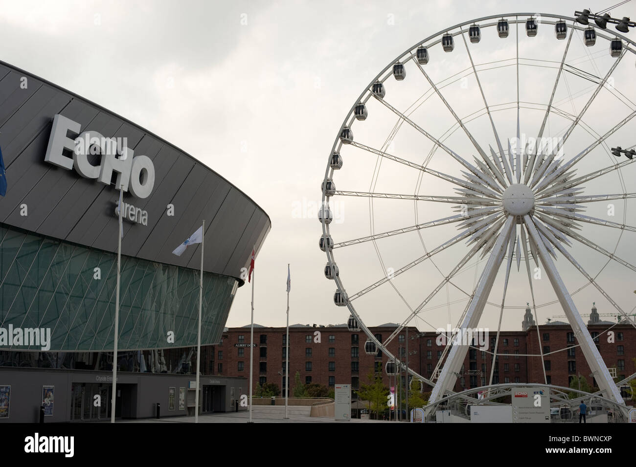 Echo Arena and Liverpool Wheel Stock Photo - Alamy