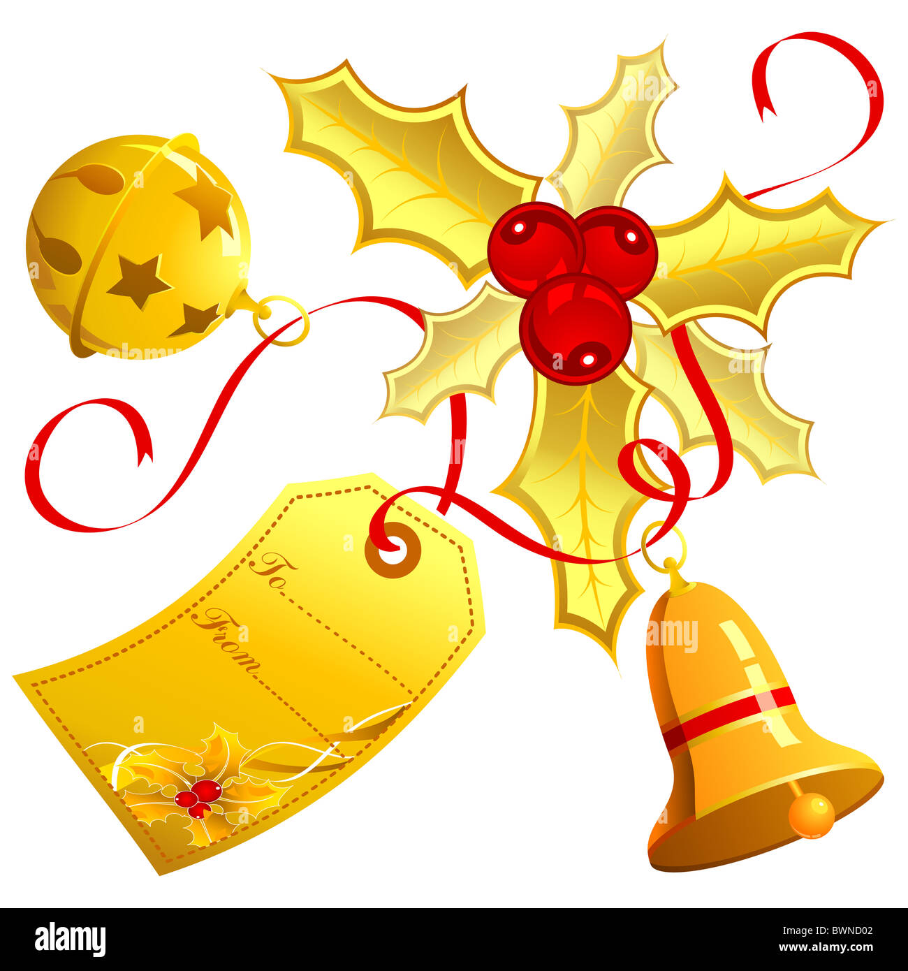 Christmas theme with mistletoe, bell, element for design, isolated on ...