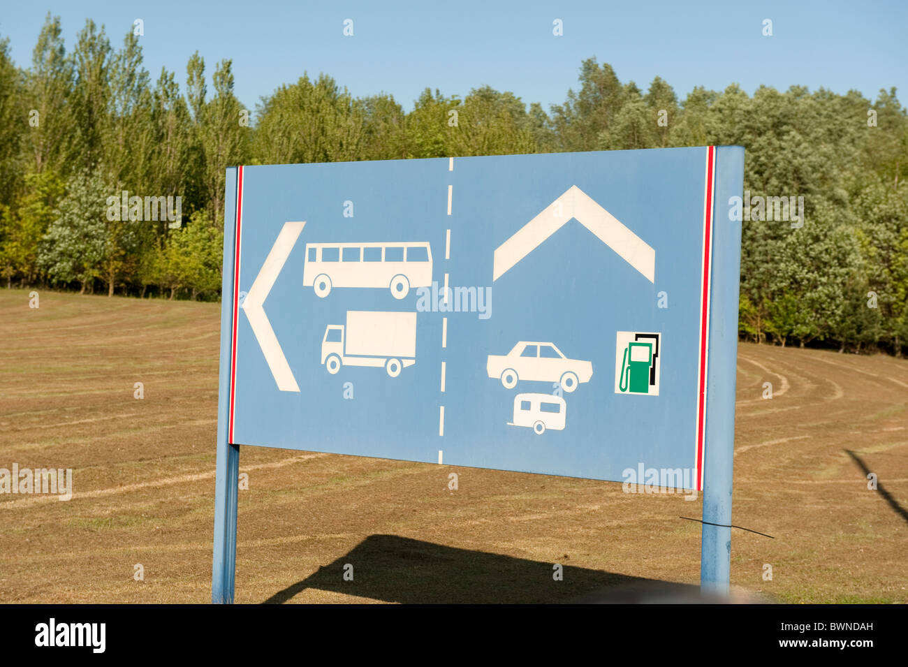 Motorway Services Parking Sign Stock Photo - Alamy