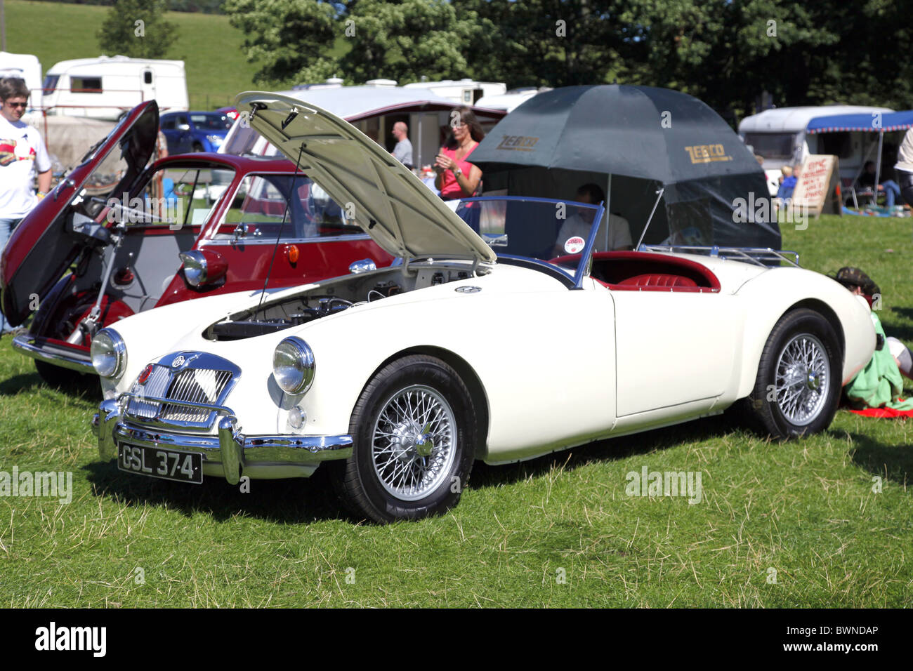 WHITE MGA CLASSIC CAR STAINDROP NORTH YORKSHIRE RABY CASTLE STAINDROP ...