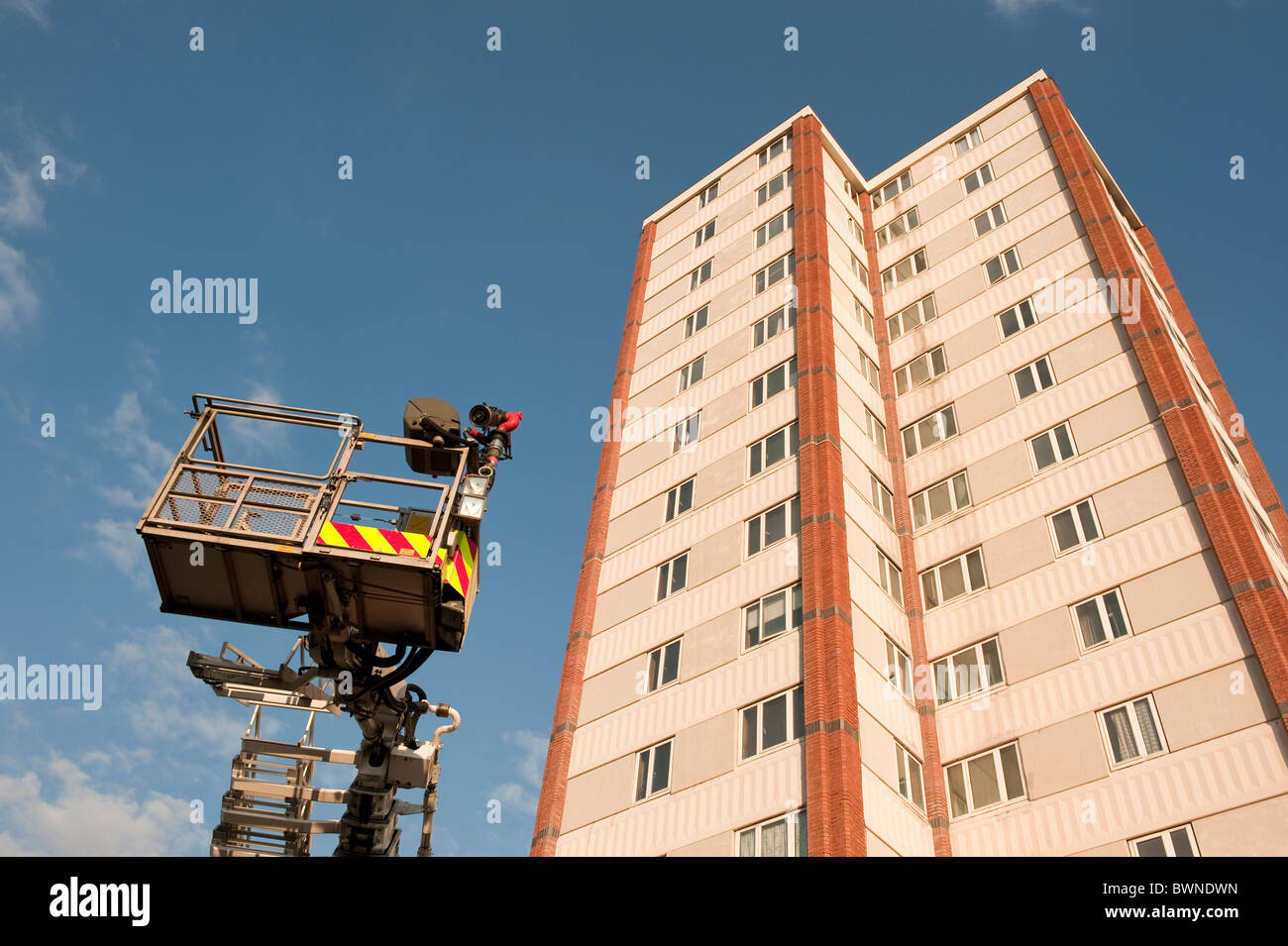 High Rise Flats Fire & Engine Fire & Rescue Service UK Stock Photo - Alamy