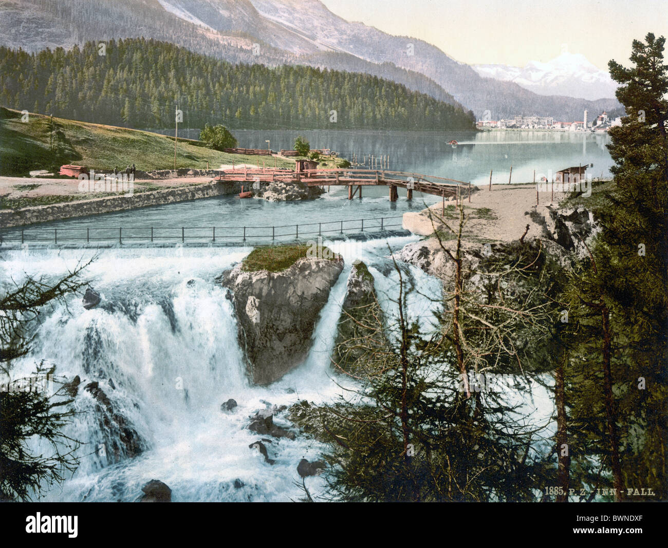 Switzerland Europe Upper Engadine Falls of the Inn Canton Grisons ...