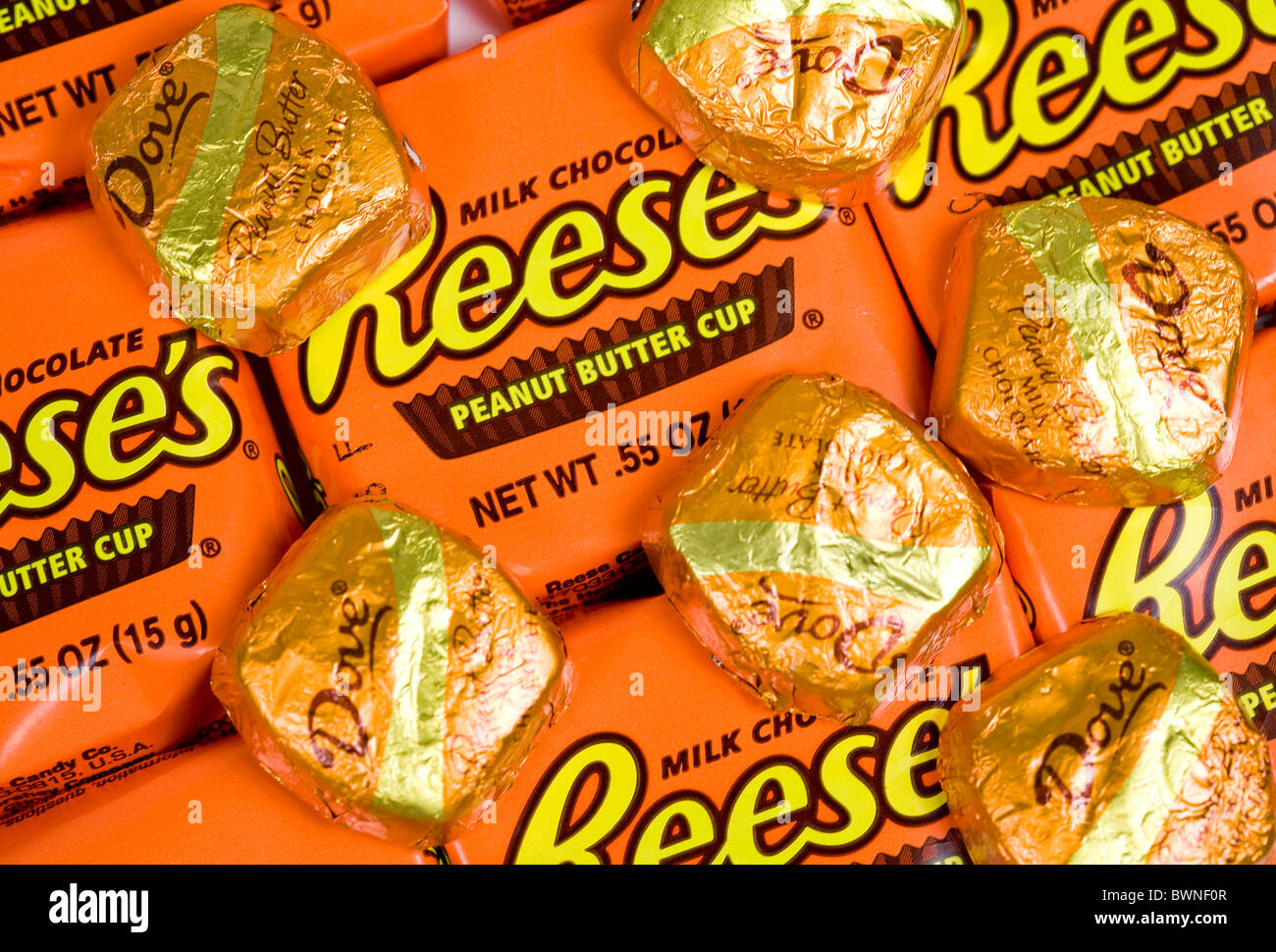 A mix of Reese's peanut butter cups and Dove peanut butter milk ...