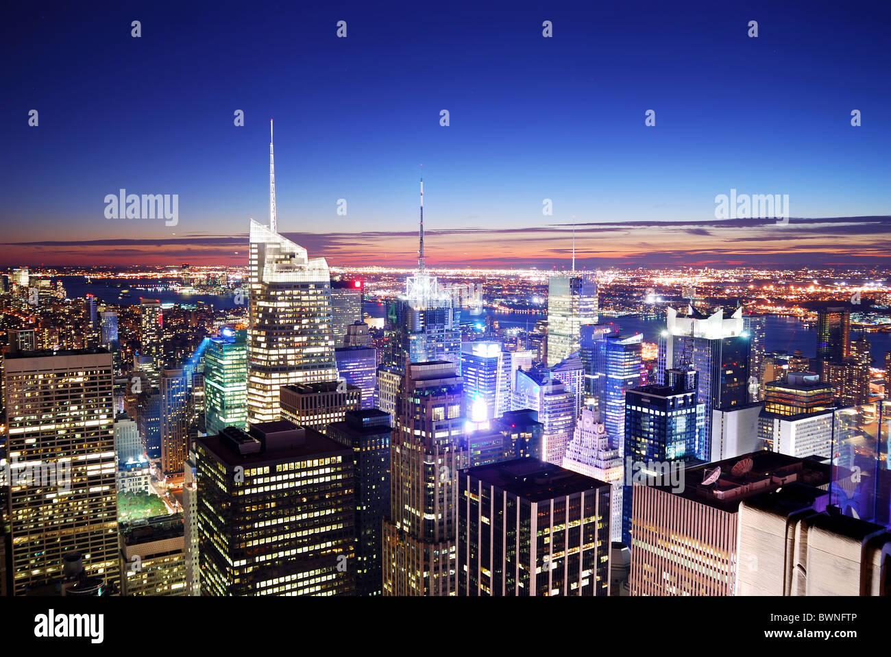 Times square buildings aerial hi-res stock photography and images - Alamy