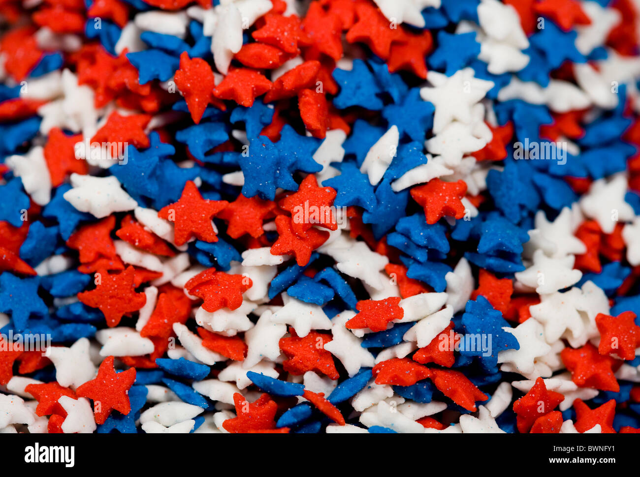Star red, white and blue sprinkles Stock Photo - Alamy