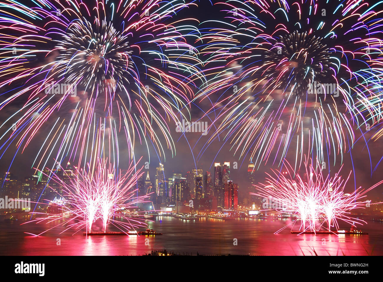 New York City Manhattan July 4th Independence day fireworks show with ...