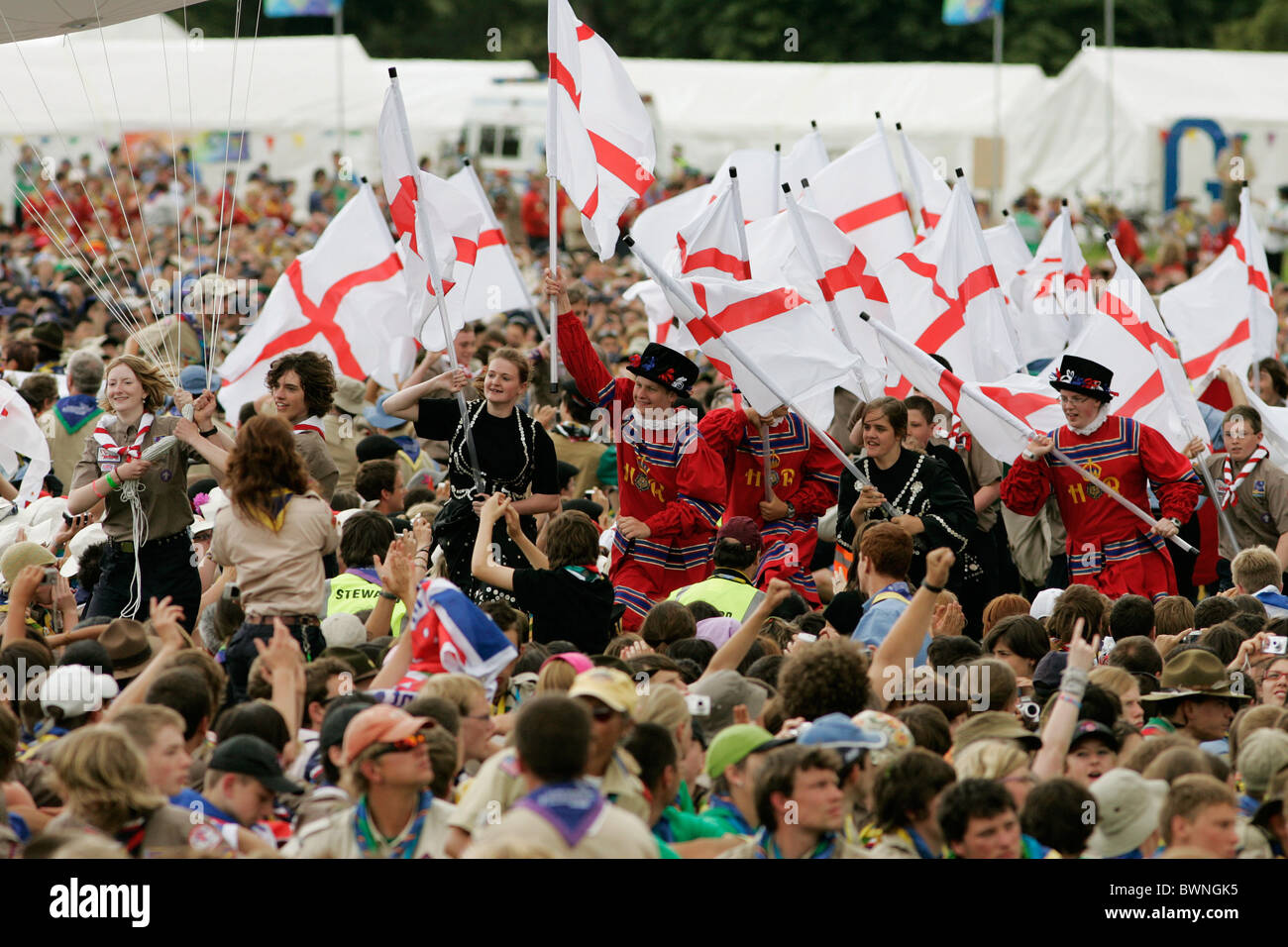 Scouts from England dressed as beefeaters attend the opening of the ...