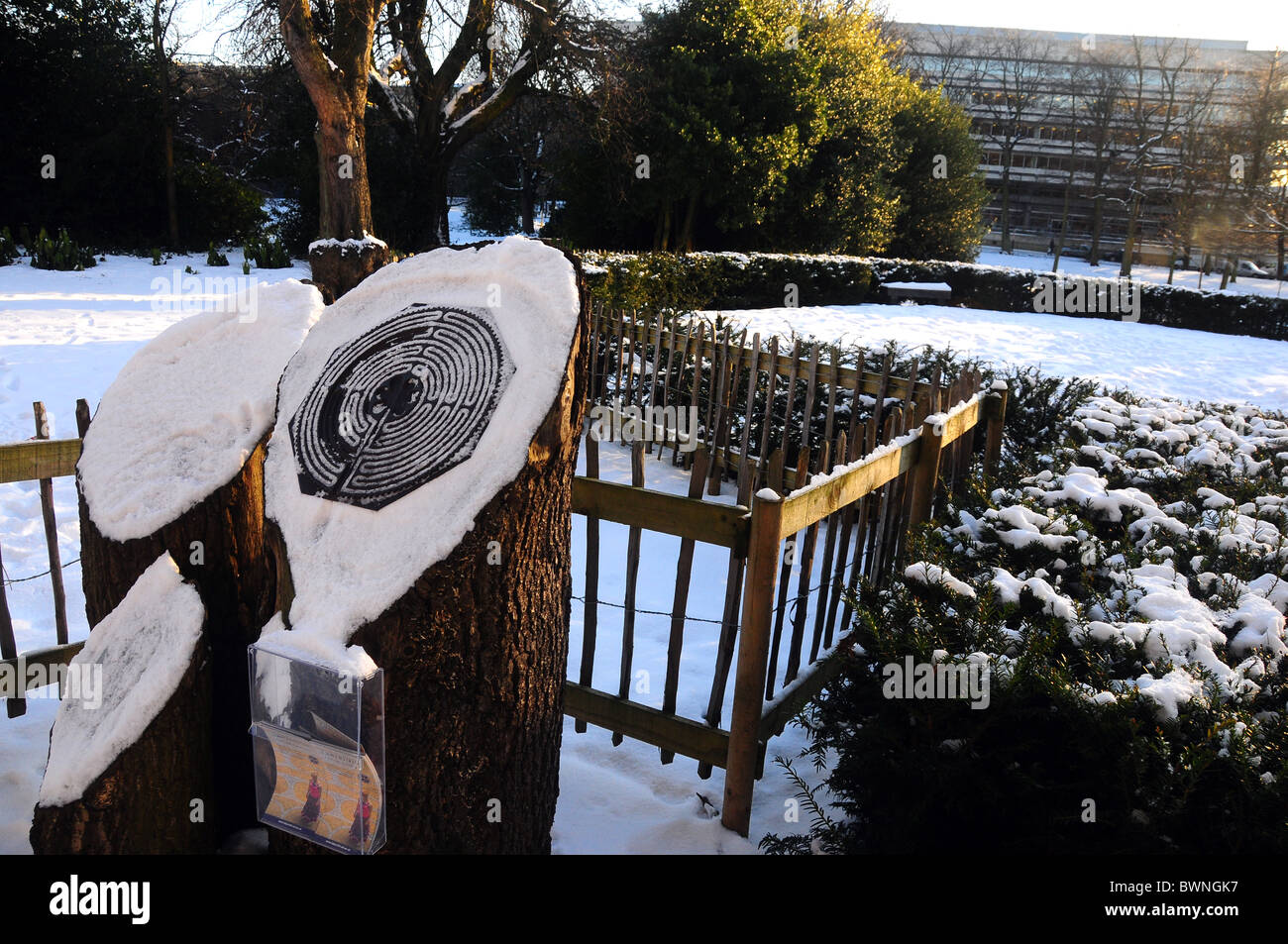 Edinburgh Labyrinth George Square Gardens in snow winter Main Library ...