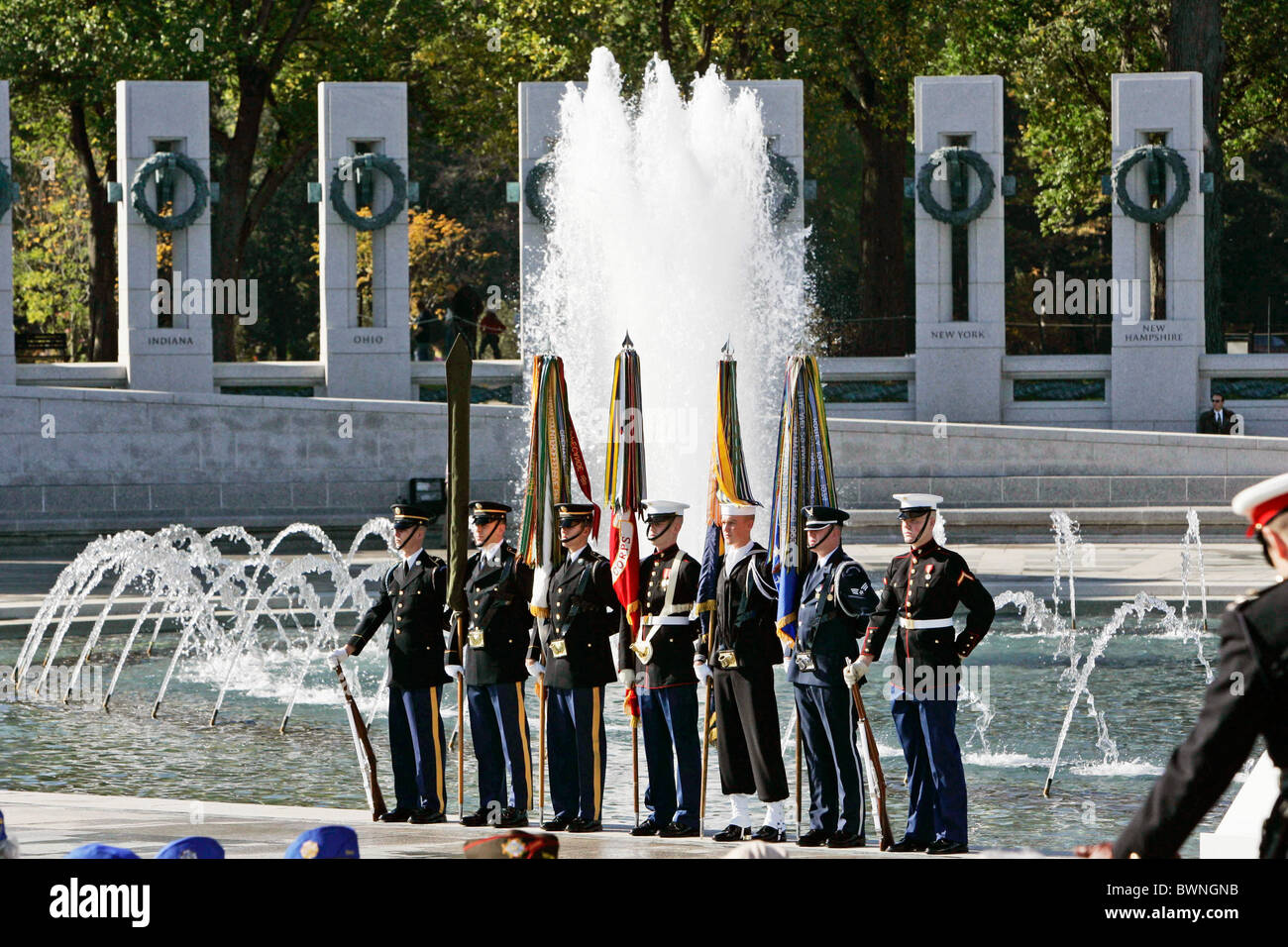 Honor Guard on duty at World War II Memorial in Washington DC, USA ...