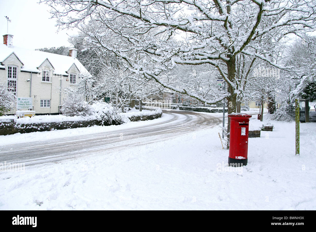 Rarely seen overnight snow blankets the village of Cossington on the ...