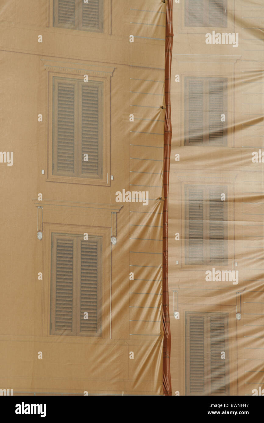 plastic covers on buildings being renovated in rome, italy Stock Photo ...