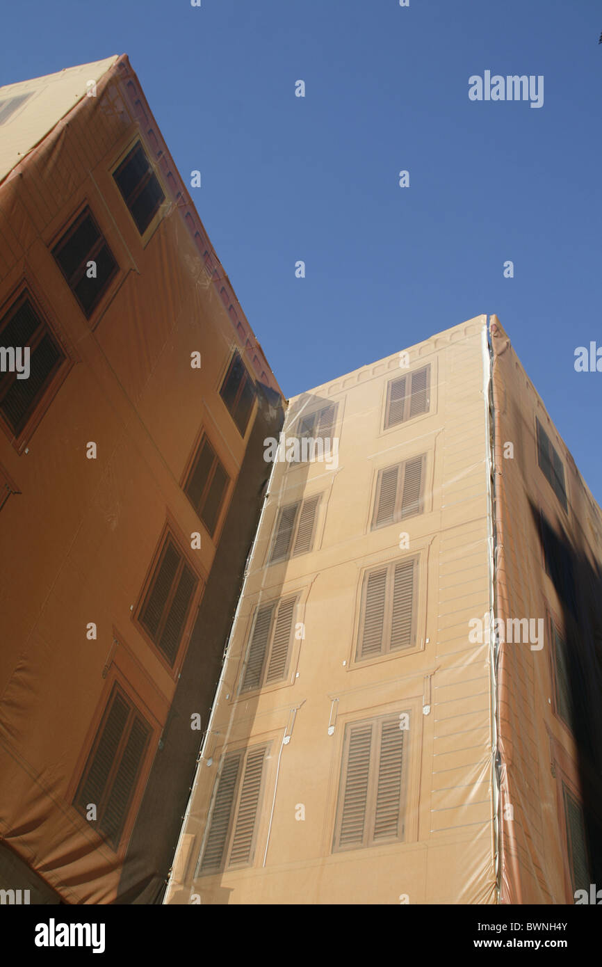 plastic covers on buildings being renovated in rome, italy Stock Photo ...