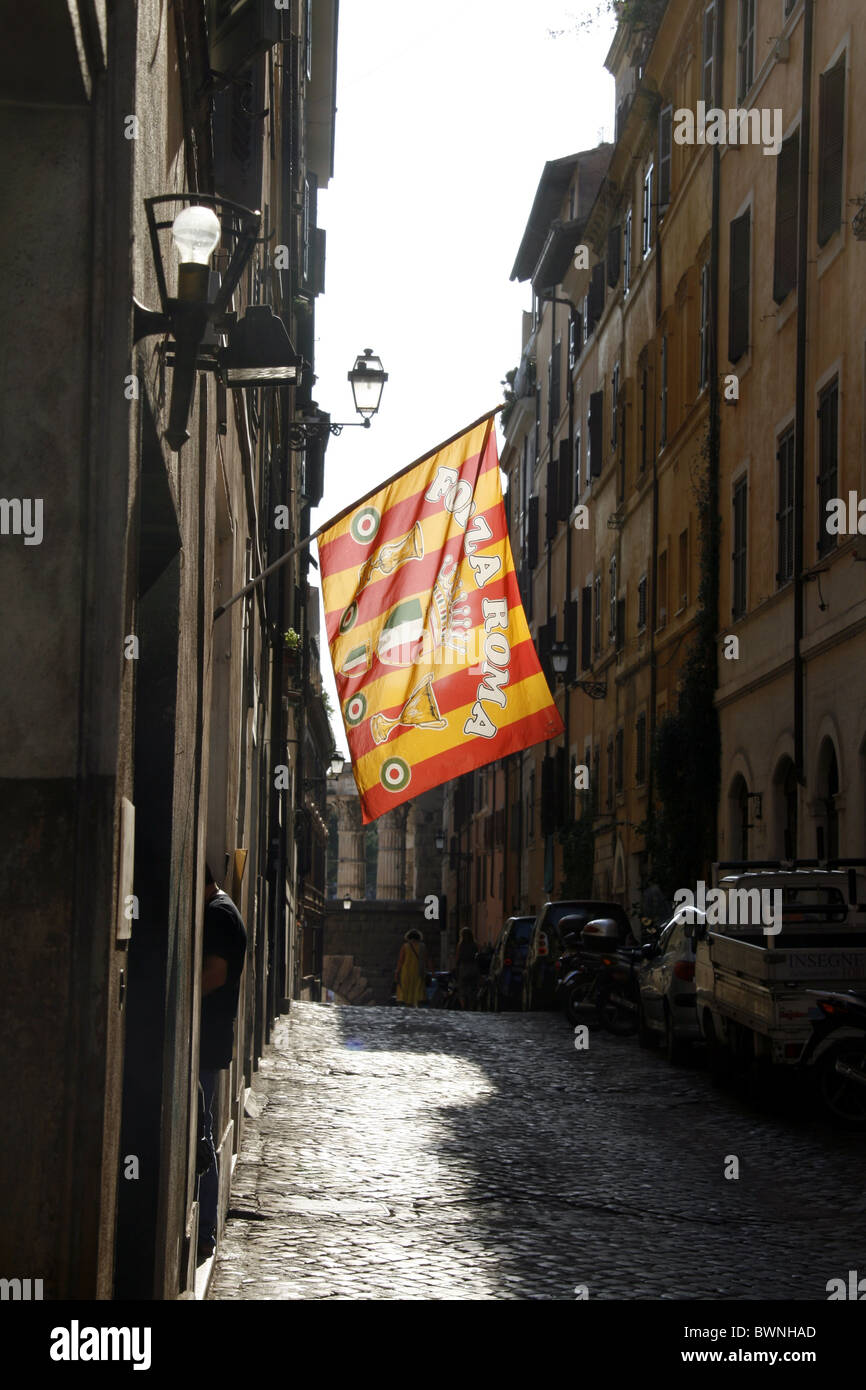 forza roma flag in street in monti area, rome Stock Photo - Alamy