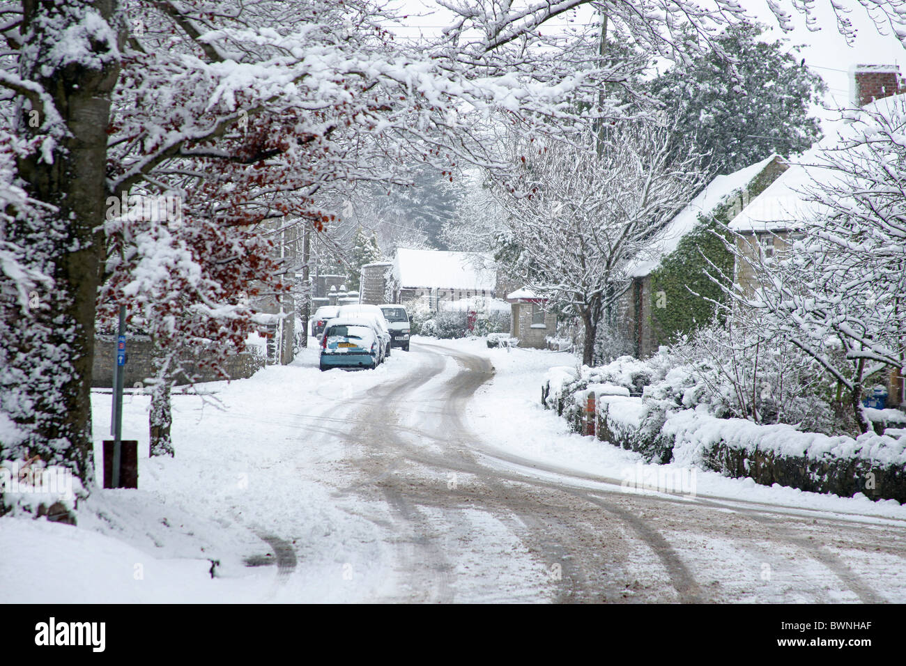Rarely seen overnight snow blankets the village of Cossington on the ...