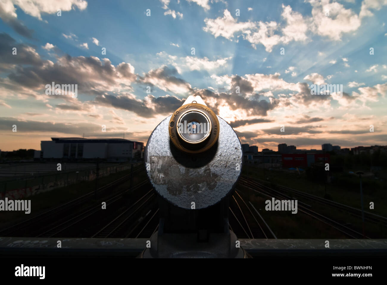 Telescope with a view of Berlin TV Tower Stock Photo - Alamy