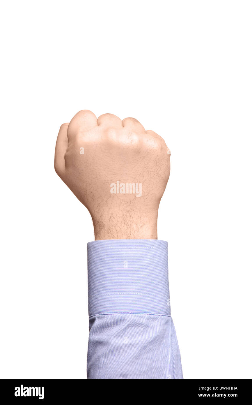 A view of a male fist isolated on white background Stock Photo - Alamy