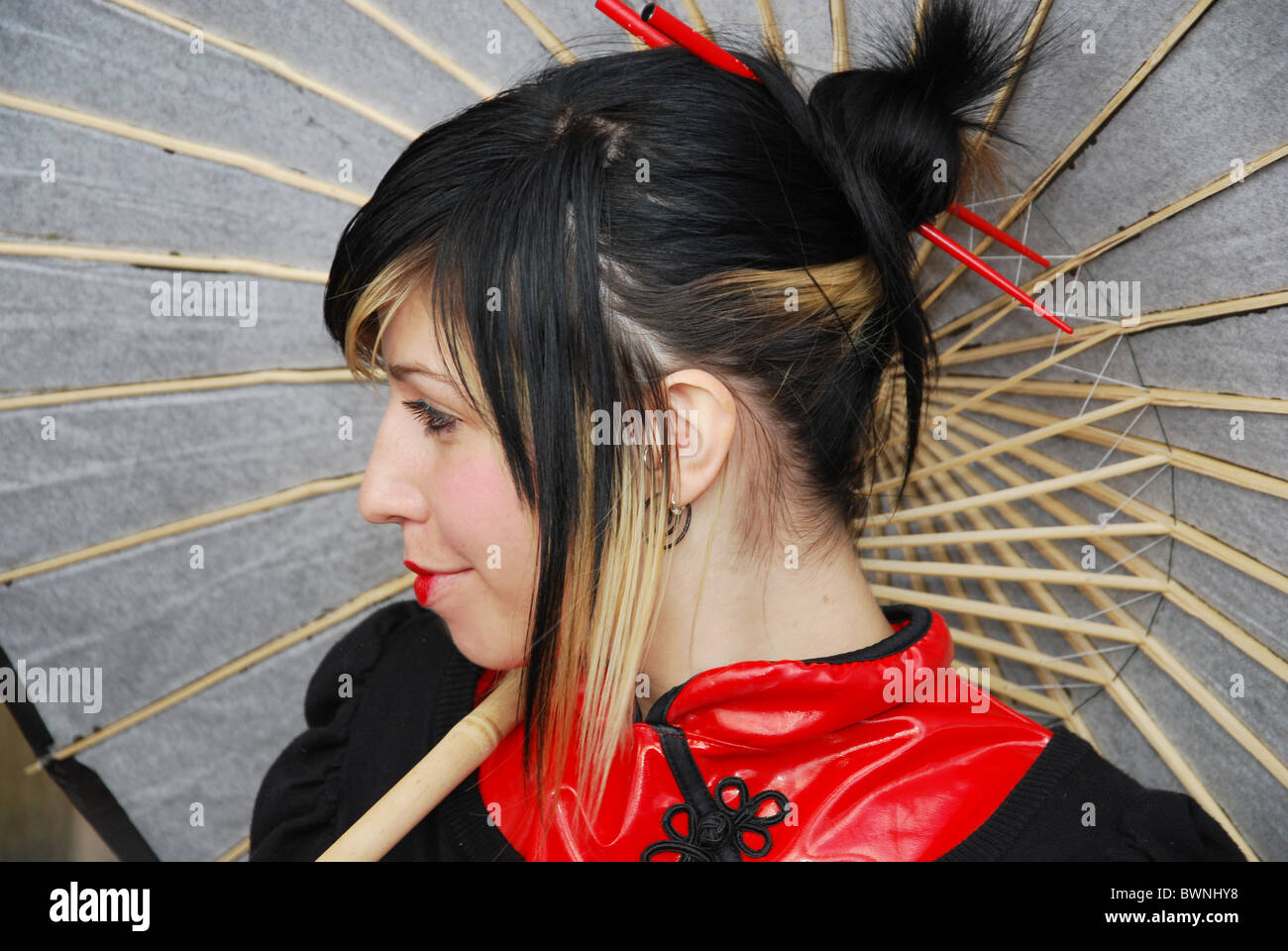 colorful young woman at Elf Fantasy Fair Arcen Netherlands Stock Photo ...