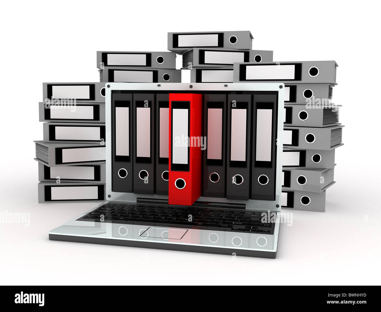 Abstract laptop and files (done in 3d Stock Photo - Alamy