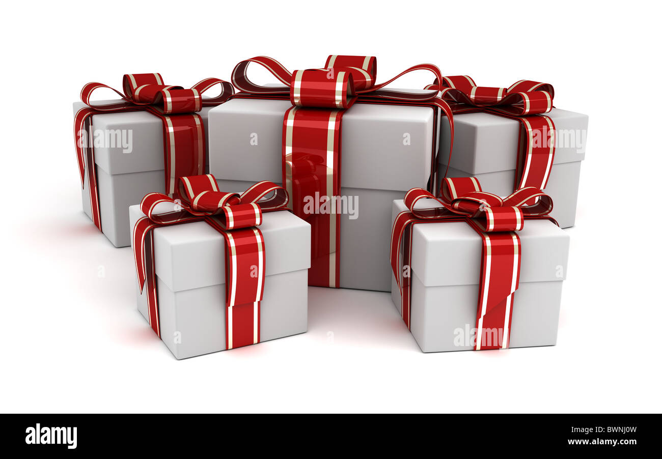 Many gifts (done in 3d, isolated Stock Photo - Alamy
