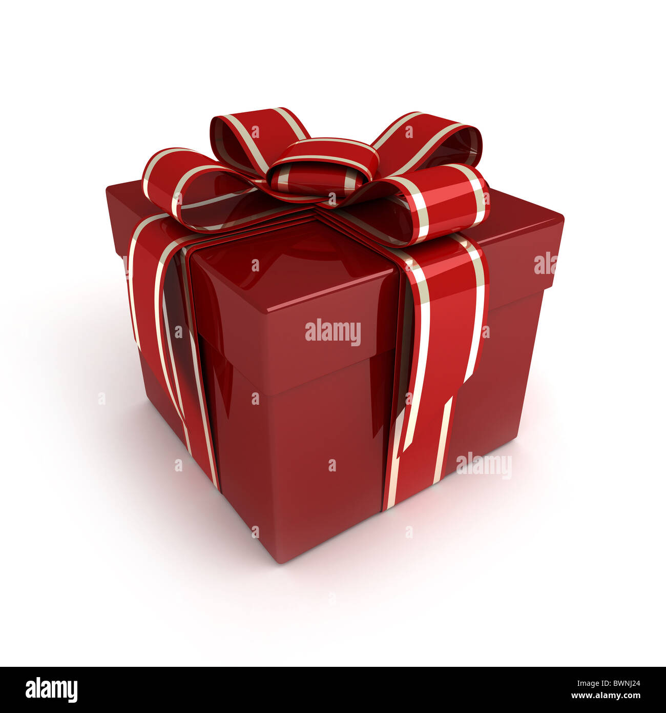 Only red gift (done in 3d, isolated Stock Photo - Alamy