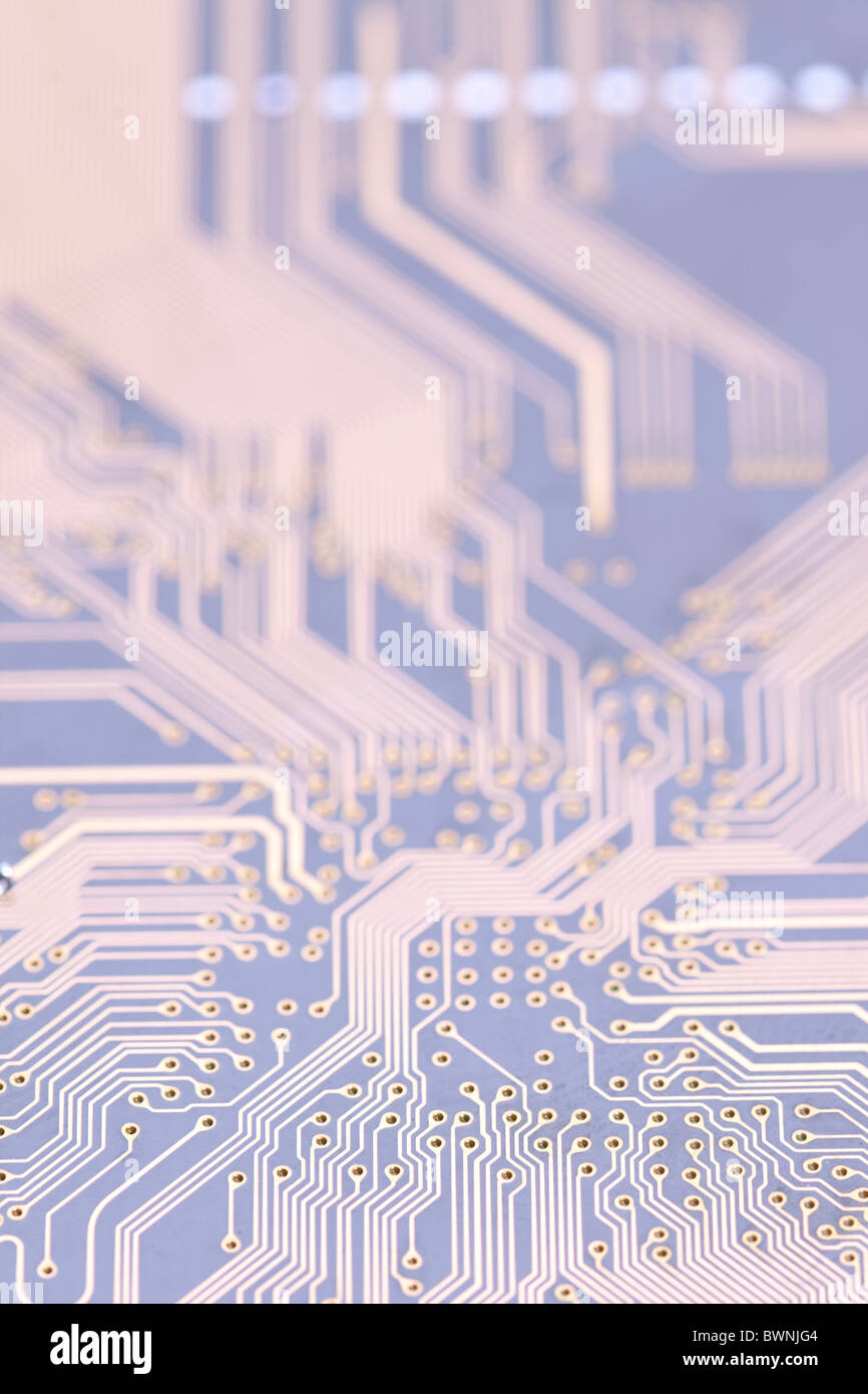 A close up shot of the backside of a computer circuit board, also known ...