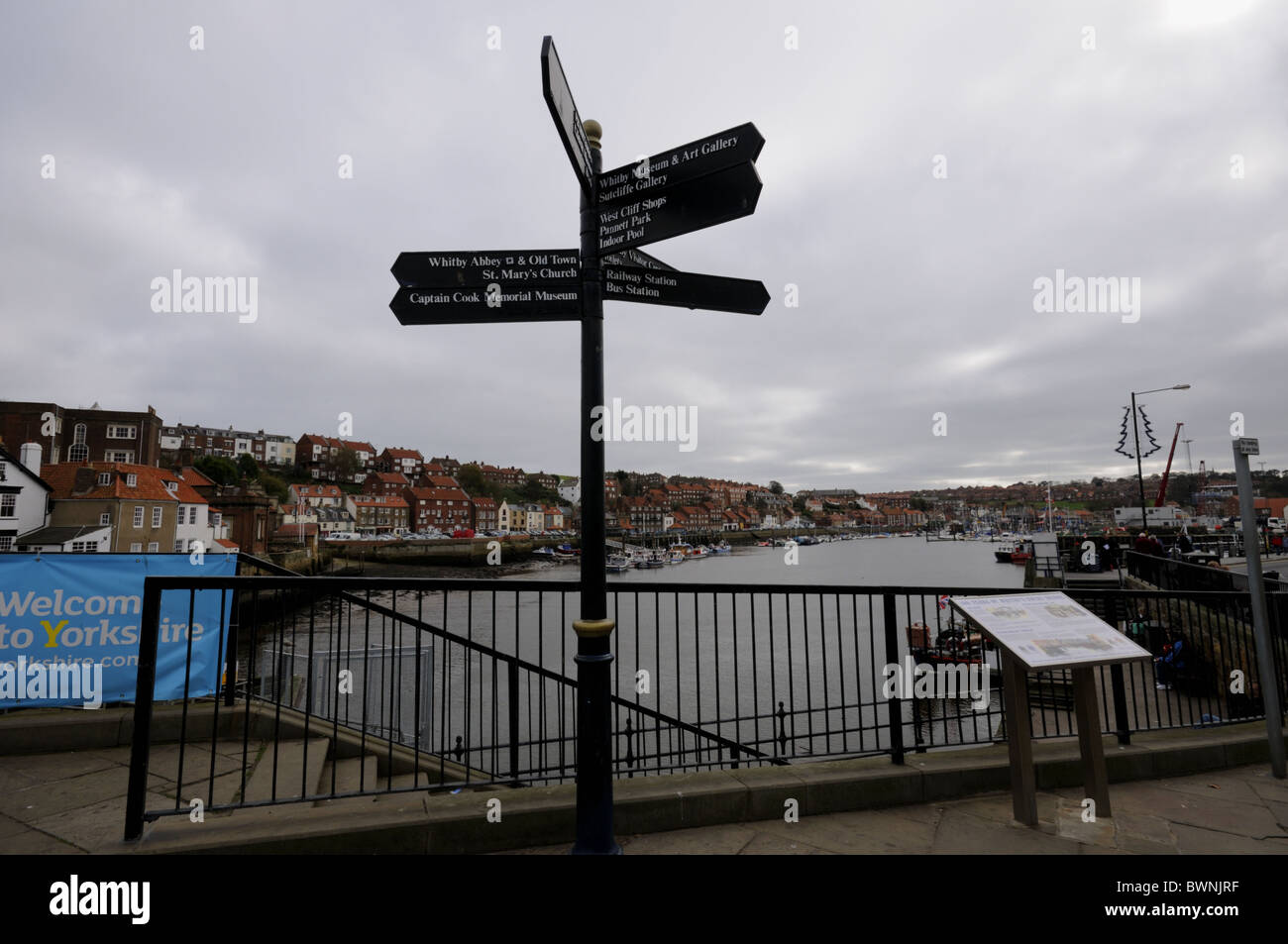 Whitby Signpost, North Yorkshire, England Stock Photo - Alamy