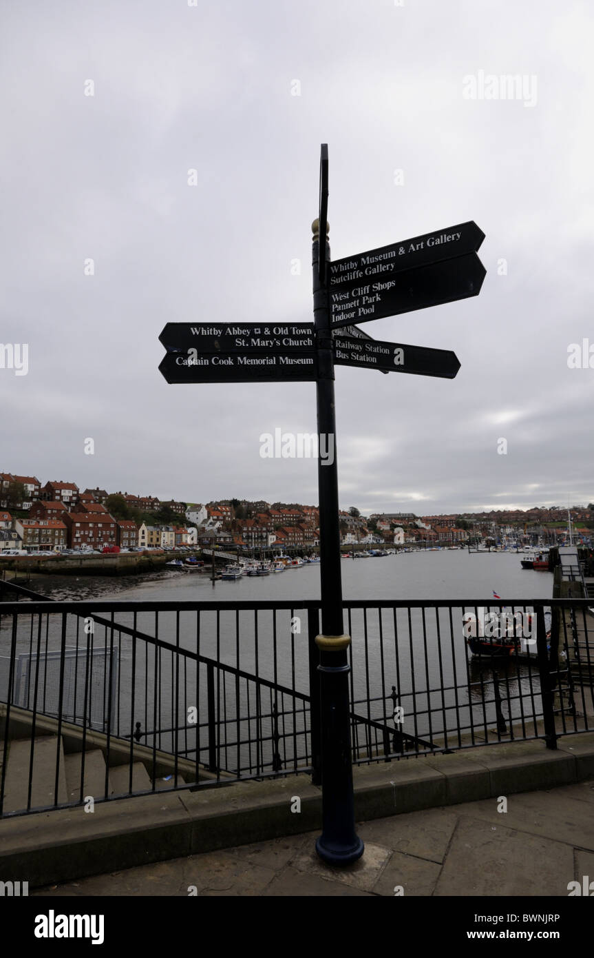 Whitby Signpost, North Yorkshire, England Stock Photo - Alamy