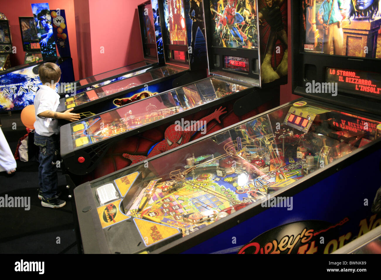 pinball game in games arcade Stock Photo - Alamy