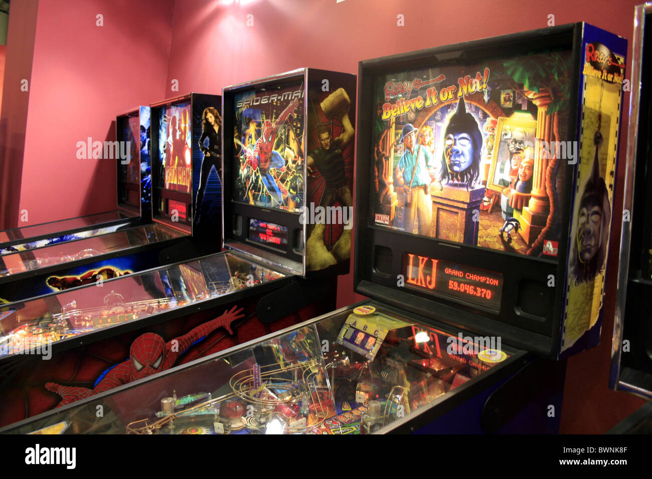 pinball game in games arcade Stock Photo - Alamy