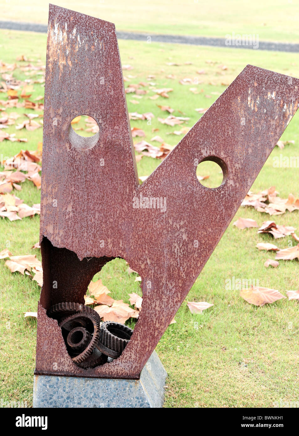 Situational art object, iron V Stock Photo - Alamy
