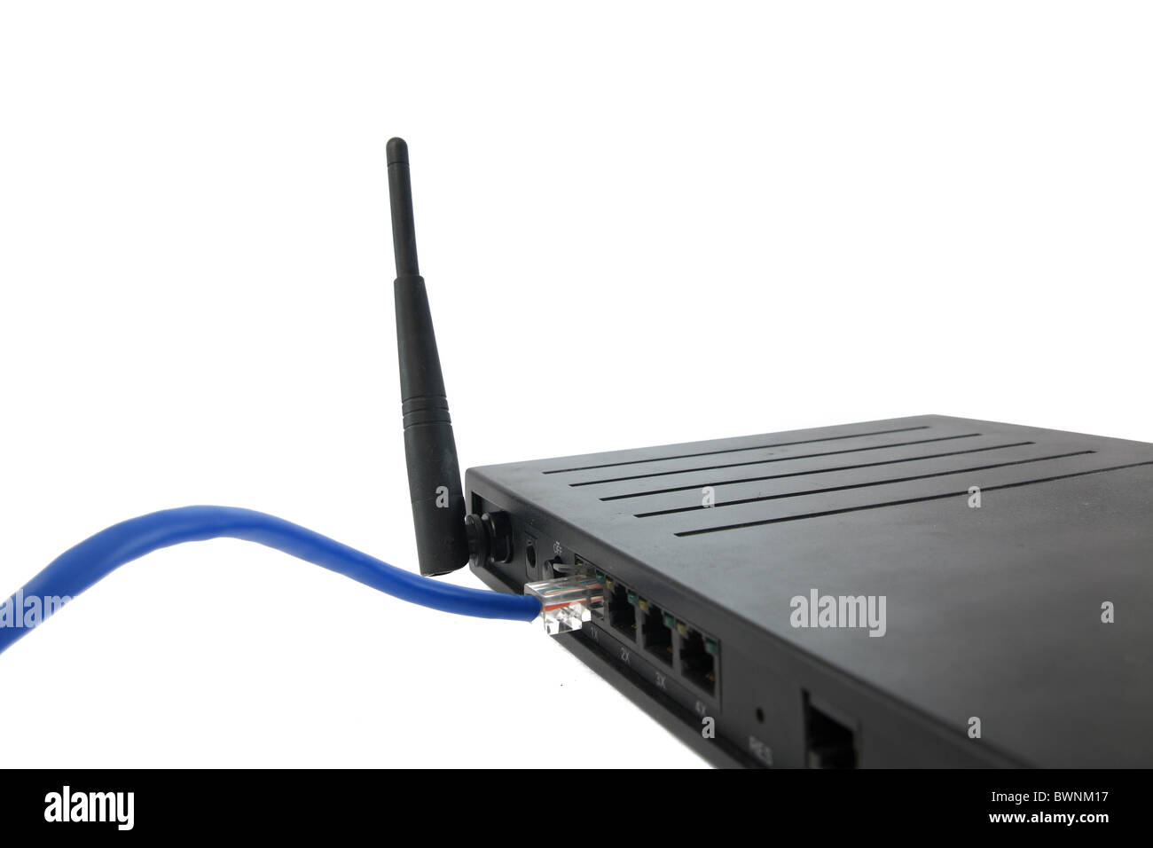 Cables and modem, communication technology background Stock Photo - Alamy